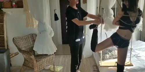 Asian Cosplay Self Bondage
