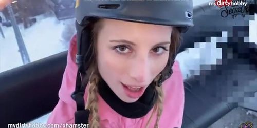 Snowboard Girl Practices Sex In A Funicular