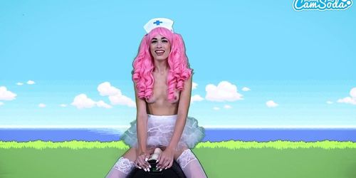 Camsoda Delilah Day Cosplay As Nurse Joy From Pokémon Rides Sex Machine