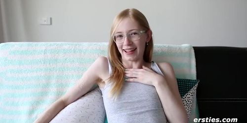 Slim Sexy Teen Playing With Her Hairy Red Bush