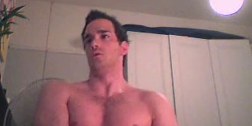 Handsome Muscular Guy Jerking Off On Cam