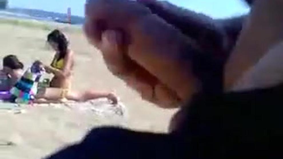 Pervert Jerking Off In Front Of Two Hotties