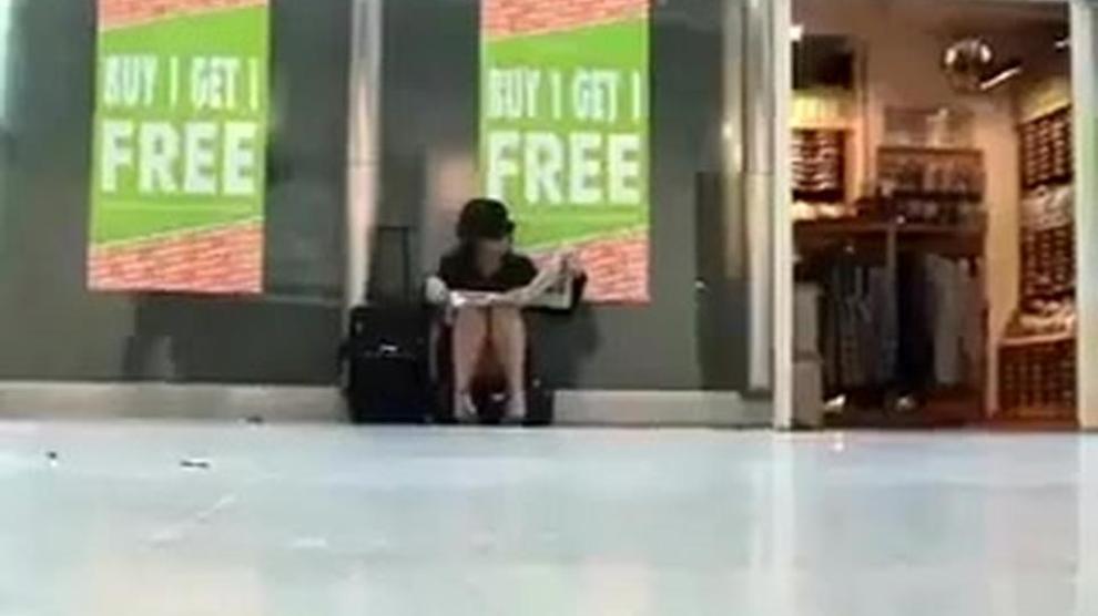 Sitting Upskirt At The Airport