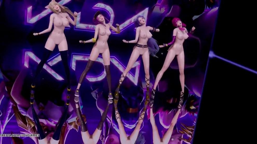 Mmd Stellar Marionette Naked Kpop Dance Ahri Akali Kaisa Evelynn