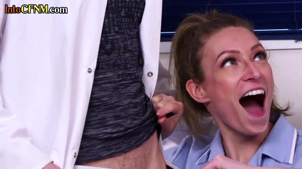 PURE CFNM HD - CFNM nurses jerk and suck their colleague cock in 3some Porn Videos