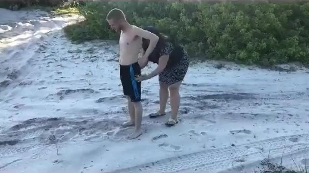 Policewoman Makes Man Strip Naked At A Public Beach Enm Cfnm