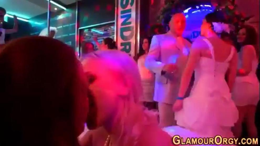 Blushing Bride Giving Blowjob At Wedding Party