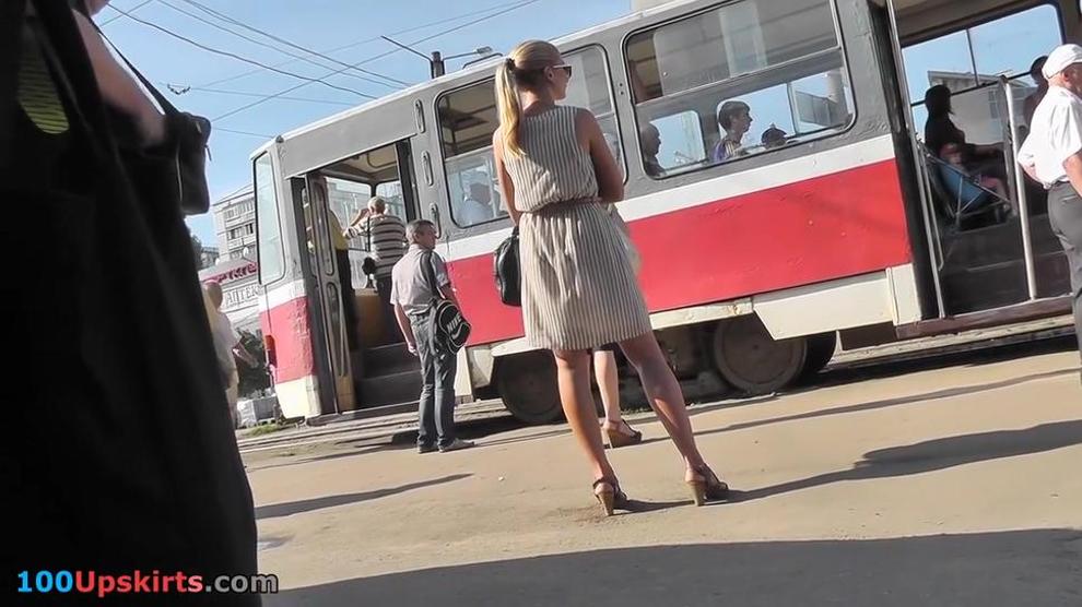 Stunning Blonde Filmed By Spy Upskirt Camera In Public