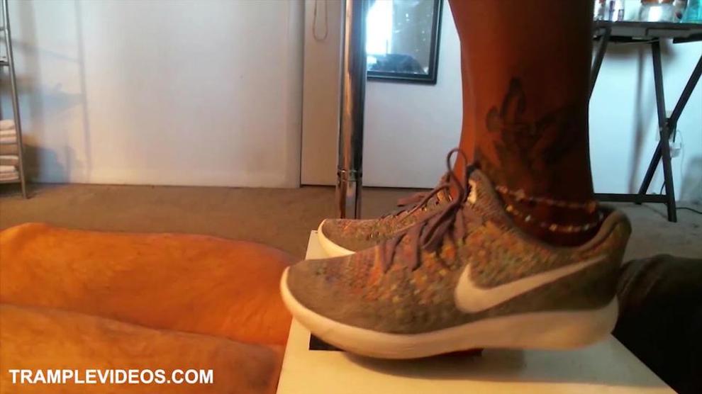 Cock Crushed And Trampled Until Cum In Cock Box Under Ebony Sneakers