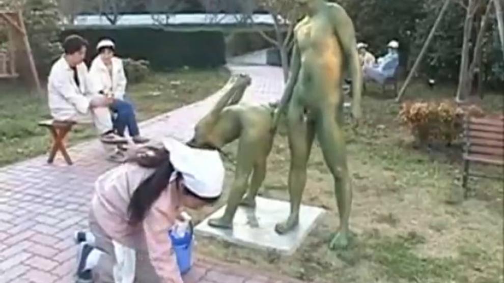 Asian Chick Is A Statue Getting Some Sex Part5
