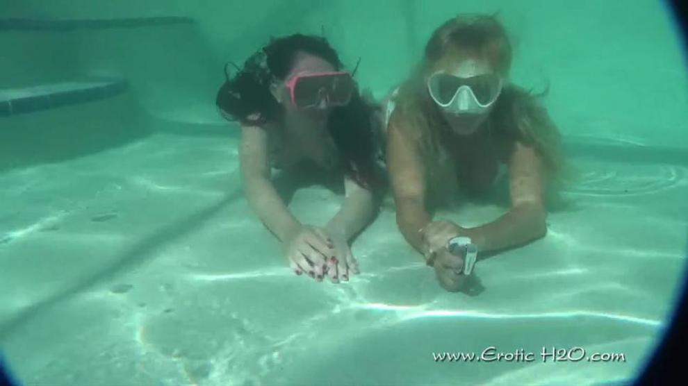 Woman Holding Breath Underwater In Cressi Mask